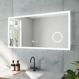 Aquabatos - led Badspiegel mit Beleuchtung Uhr Make-up Kosmetikspiegel Lichtspiegel Dimmbar Anti-Beschlag Funktion Touch-Schalter Badezimmerspiegel