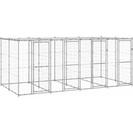 Outdoor-Hundezwinger,Hundekäfig mit Überdachung Verzinkter Stahl 9,68 m² vidaXL