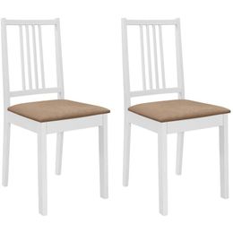 MAISONCHIC 2er Set Esszimmerstühle mit Polstern Wohnzimmerstühle Stühle für Esszimmer Wohnzimmer & Schlafzimmer Weiß Massivholz DE58143