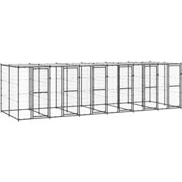 Outdoor-Hundezwinger,Hundekäfig Stahl mit Überdachung 14,52 m² vidaXL