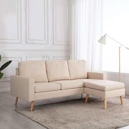 Bonnevie - 3-Sitzer-Sofa,Sofas gerade mit Hocker Creme Stoff vidaXL904182