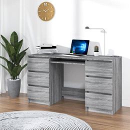 Bonnevie - Computertisch,Schreibtisch Grau Sonoma 140x50x77 cm Holzwerkstoff vidaXL