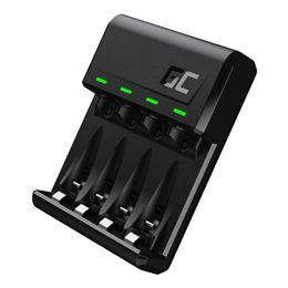 Green Cell - Akku-Ladegerät VitalCharger Ni-MH aa R6 Mignon und aaa R03 mit Micro usb- und USB-C-Anschlüssen, 4-Kanal-Ladesystem, LED-Signalisierung.