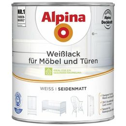 Alpina - Weisslack für Möbel und Türen weiss seidenmatt 2 l Lack Grundierung