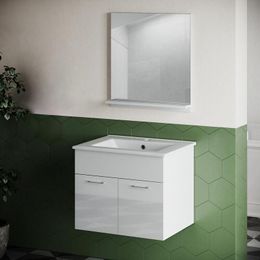 Sonni - Badezimmer Badmöbel Set Unterschrank weiß Hochglanz mit waschbecken 58x48x45cm wandhängend