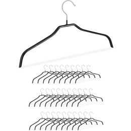 Rutschfeste Kleiderbügel, 30er Set, Hemdenbügel, Blusenbügel mit Gummiummantelung, Metall, 42 cm, schwarz - Relaxdays