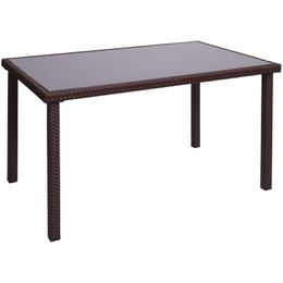 Neuwertig] Poly-Rattan Tisch HHG 951, Gartentisch Balkontisch, 120x75cm braun - brown