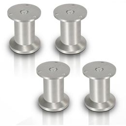 4er Set Möbelfüße Tischbeine Sockelfuß Tischfuß Möbel Aluminium.Höhe:100 mm Durchmesser: 40 mm Höhenverstellung: + 15 mm - HENGDA