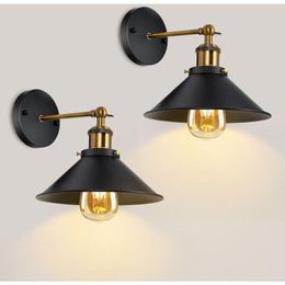 Comely - 2 Packs Industrie Wandlampen, Vintage Wandleuchten mit 180° Drehung, E27 Metall-Leuchte, für Schlafzimmer Küche Restaurant, 22cm (ohne
