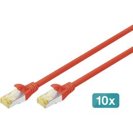 Digitus Twisted Pair Patchkabel - Kategorie 6A Klasse EA - S/FTP LAN-Kabel, RJ-45 (Ethernet) (100 cm), rot