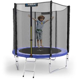 KINETIC SPORTS Trampolin Outdoor Ø183 244 305 366 400 430 490cm -TÜV Rheinland GS-geprüft, SALTO Kindertrampolin Set mit Netz, Randpolster, USA Sprungtuch - Gartentrampolin,bis zu 160kg blau 183 cm Ø 183 cm, blau