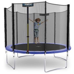 KINETIC SPORTS Trampolin Outdoor SALTO Ø 183/244/305/366/400/430/490 cm -TÜV Rheinland geprüft, Kindertrampolin Set mit Netz, Randpolster, USA Sprungtuch - Gartentrampolin, bis zu 160kg Blau 305 cm Ø 305 cm, blau