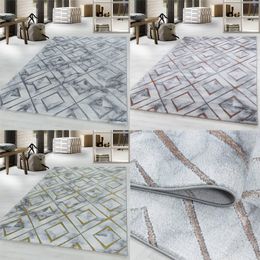 Ayyildiz Modern Designer Teppich, Kurzflor Rauten, Marmor Optik, Rechteckig, Pflegeleicht