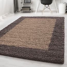 Ayyildiz Designer Hochflor Teppich, Langflor Shaggy Teppich 2 farbig Bordüre Muster