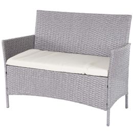 MCW Poly-Rattan Gartenbank Hamar, Sitzbank Bank ~ grau, Kissen creme