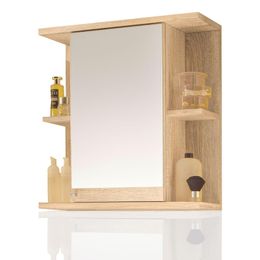 Badmöbel Spiegelschrank Badschrank mit Ablagen Sonoma