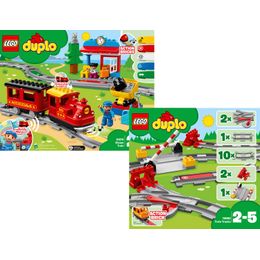 Lego® DUPLO® Bundle 10874 Dampfeisenbahn und 10882 Schienen Zubehör-Set, MEHRFARBIG