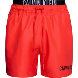 Calvin Klein Intense Power Badehose, Markenschriftzug, Tunnelzug, für Herren, rot, M