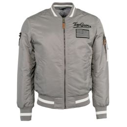 Pilotenjacke Top Gun "TG20212518", Herren, Gr. 48S, grau, Obermaterial: 100% Nylon / Strick: 100% Polyester / Innenfutter: 100% Polyester, Jacken