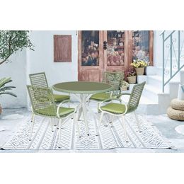 Happy Home Dining-Set 5tlg. HGS41-GRN grünes Rattan mit Sitzkissen in grün