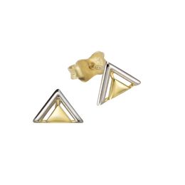Paar Ohrstecker Vivance "375 Gold zweifarbig Triangel" Ohrringe Gr. ONE-SIZE, Gold, bunt (mehrfarbig) Damen Ohrstecker