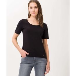 Kurzarmshirt Brax "Style CORA" Gr. 34, schwarz Damen Shirts Jersey