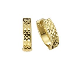 Paar Creolen Vivance "333 Gold diamantiert 12mm" Ohrringe Gr. ONE-SIZE, Gold, gelb Damen Klappcreolen Creolen Ohrschmuck