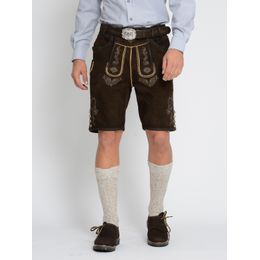 Trachtenhose JCC "31023118", Herren, Gr. 46, Normalgrößen, braun (schwarz braun), Obermaterial: 100% Ziegenvelours; Schnalle aus Metall, Hosen