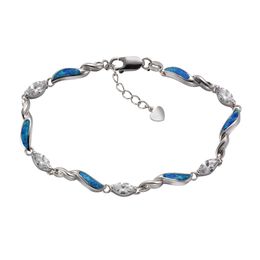 Armband Vivance "925/- Sterling Silber synth. Opal Zirkonia" Armbänder Gr. 18 + 3cm, Silber 925 (Sterlingsilber), weiß (weiß, blau) Damen Armbänder Silber