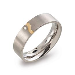 Boccia Fingerring Boccia Ring 0147-0455 Titan vergoldet mit Diamant (kein Set