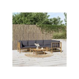 vidaXL Gartenlounge-Set mit Kissen Bambus