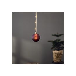 MARELIDA Weihnachtsbaumkugel LED Weihnachtskugel beleuchtete Christbaumkugel Glas Timer rot 10cm (1 St)