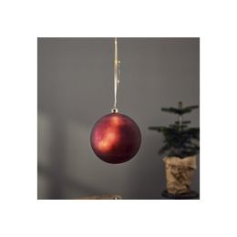 MARELIDA Weihnachtsbaumkugel LED Weihnachtskugel beleuchtete Christbaumkugel Glas Timer rot 20cm (1 St)
