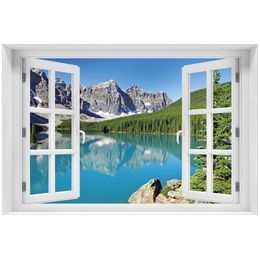 Wallario Acrylglasbild, Tiefblauer See mit Bergpanorama und Wäldern  Kanada