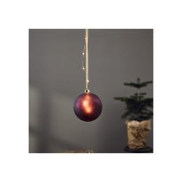 MARELIDA Weihnachtsbaumkugel LED Weihnachtskugel beleuchtete Christbaumkugel Glas Timer rot 15cm (1 St)