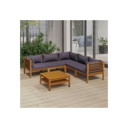 vidaXL Gartenlounge-Set mit Auflage Massivholz Akazie