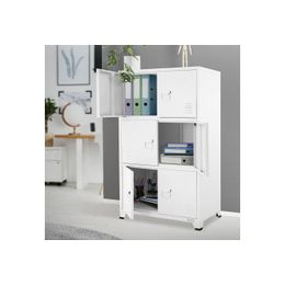 ML-Design Aktenschrank Schubladenschrank aus Stahl Wasserdicht Stabil und langlebig (1-St) Büroschrank Weiß mit 6 Türen & 3 Innenfächer 75x40x120 cm