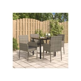 vidaXL Garten-Essgruppe mit Kissen Poly Rattan