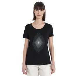 Icebreaker Merino 150 Tech Lite III T-Shirt mit U-Ausschnitt Light Forms - Frau - Black - Größe XL