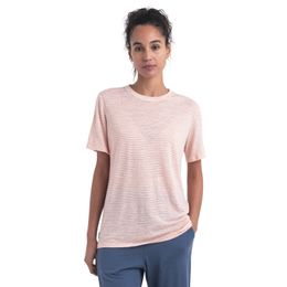 Icebreaker Merino Linen T-Shirt Stripe - Frau - Snow/glow - Größe XS