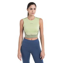 Icebreaker 125 ZoneKnit™ Merino Blend Energy Wind Cropped BH-Tanktop - Frau - Lichen/glazen - Größe S