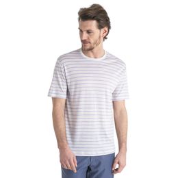 Icebreaker Merino Blend Drayden T-Shirt Stripe - Mann - Ecru Heathe/ Prurple Gaze - Größe M