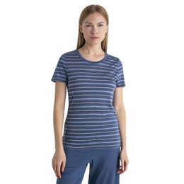 Icebreaker Merinomix Wave T-Shirt Stripe - Frau - Dawn/kyanite - Größe XL