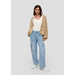 QS Stoffhose Jeans / Slim Fit / Mid Rise / Wide Leg / Cargo Style Waschung