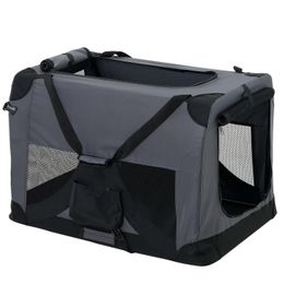 pro.tec Hundetransportbox L GRAU Faltbar Transportbox Hunde Box Trage Tasche [PRO.TEC]