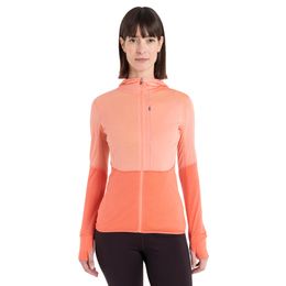 Icebreaker Merino Blend 200 Realfleece™ Descender Hoodie - Frau - Glow/tang - Größe XL