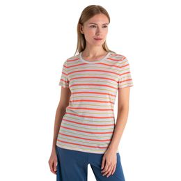 Icebreaker Merinomix Wave T-Shirt Stripe - Frau - Ecru Heather/snow - Größe L