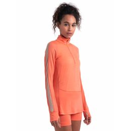 Icebreaker 125 ZoneKnit™ Merino Blend Half-Zip-Thermo-Langarmshirt - Frau - Tang/praline - Größe S