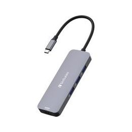 Verbatim USB-C Pro Multiport-Hub CMH-08, 8 Port, Dockingstation grau, 2x HDMI, 3x USB-A, USB-C PD, SD, microSD Geeignet für: MacBook, Notebook, Tablet, Smartphone mit USB-C Anschluss Anschlüsse: 2x HDMI-Ausgang, 3x USB-A 3.2 (5 Gbit/s), 1x USB-C 3.2 (5 Gbit/s) Stromversorgung: USB-Betrieb Typ: Dockingstation