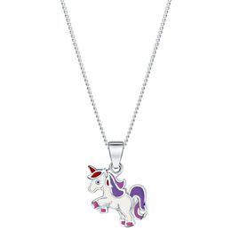 Firetti Kette mit Anhänger Schmuck Geschenk Silber 925 Halsschmuck Halskette Panzerkette Einhorn, bunt|lila|rosa|rot|schwarz|silberfarben